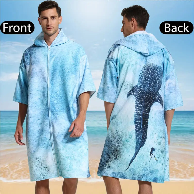 Unisex Quick-Dry Towel Poncho – Coastal Beach Robe for Swimming & Trav ...