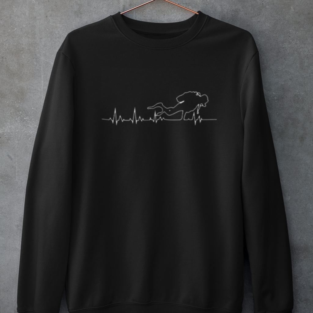 Scuba diving Sweatshirt for Men | Scuba Diver + Heart Beat – Diving ...